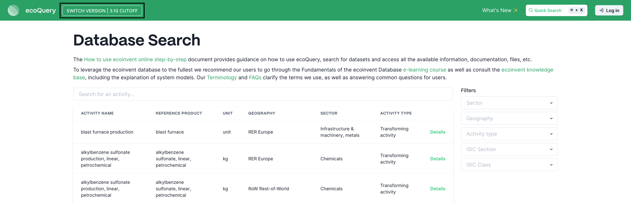 Searching for Datasets in ecoQuery